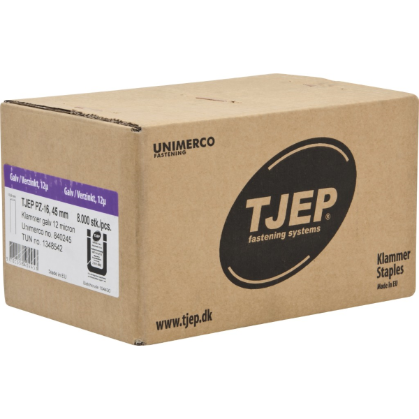 TJEP Klammer PZ-16 m/Lim 45mm - 8000 stk/karton - Kramper - Bygma
