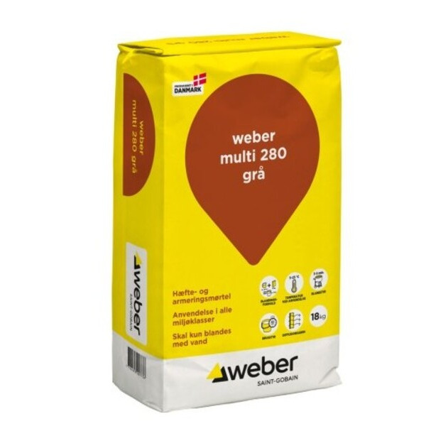 Weber Multi 280 Hæftemørtel Grå - 18kg - Hæftemørtel - Bygma